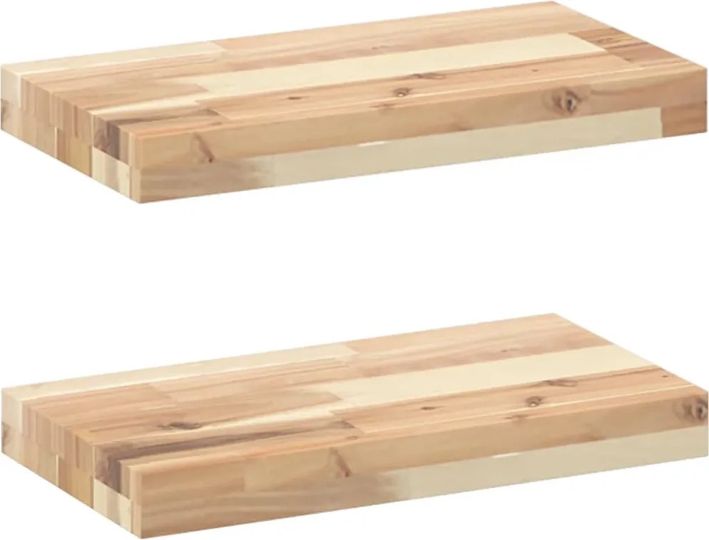 Plovoucí police 2 ks 40 x 20 x 4 cm neošetřené akáciové dřevo 3279416