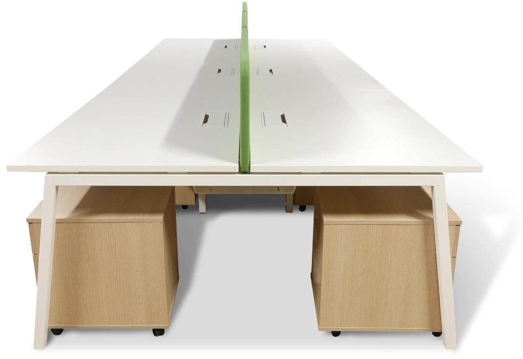 Stůl, 6-tipracoviště, Narbutas, bílá/zelená, noha A