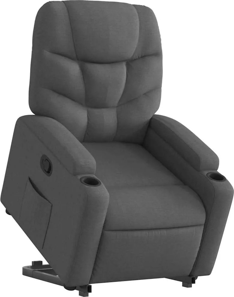 Zvedací polohovací křeslo tmavě šedé textil 3204597