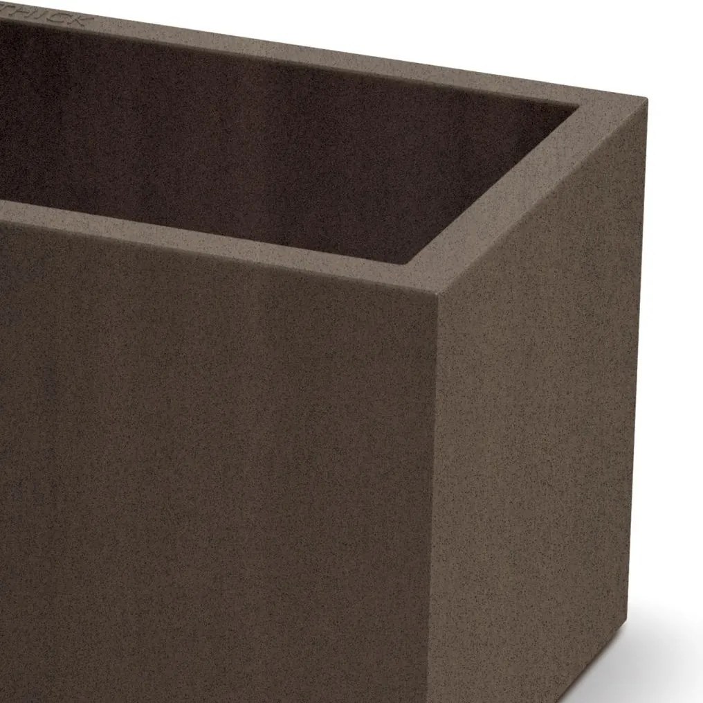 Plastový květináč CUBLASO SQUARE MIDL 29 cm hnědý