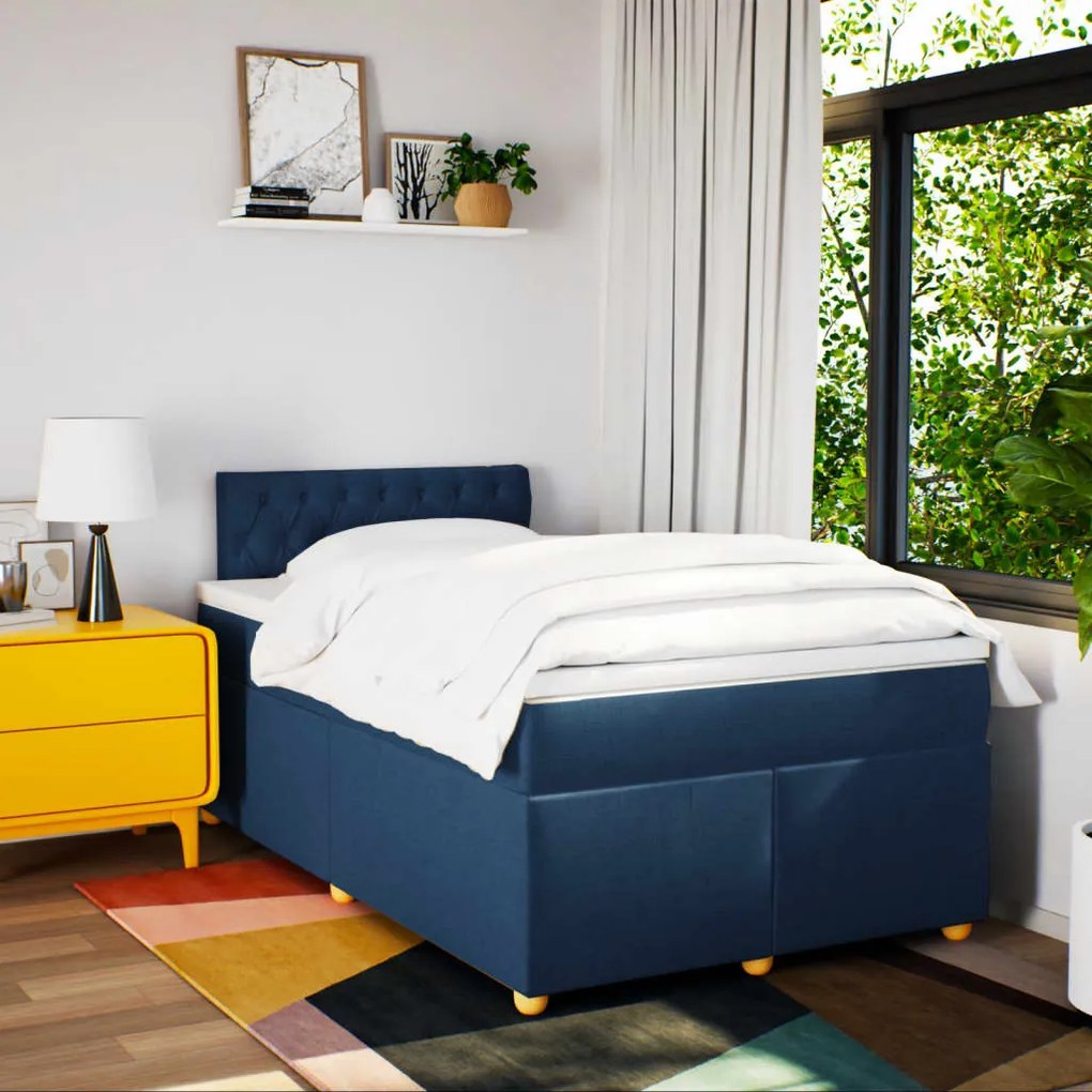 Box spring postel s matrací modrá 120x200 cm textil 3288960