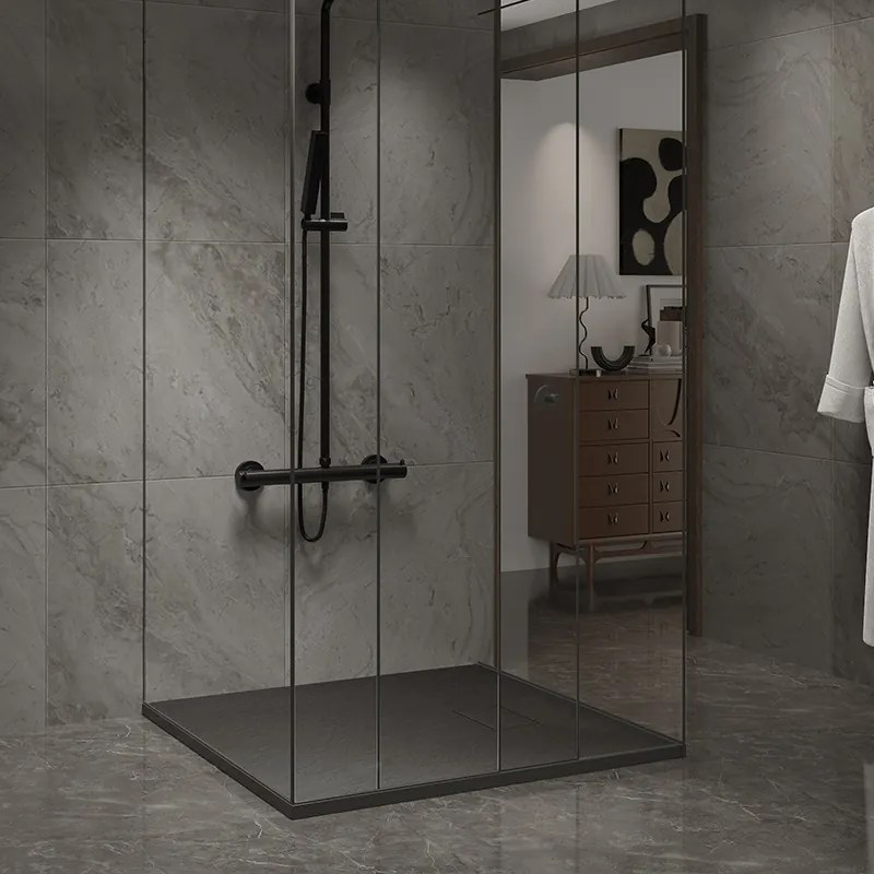 BPS-koupelny Čtvercová akrylátová sprchová vanička HYD-SSV-JUKO 90x90 černá