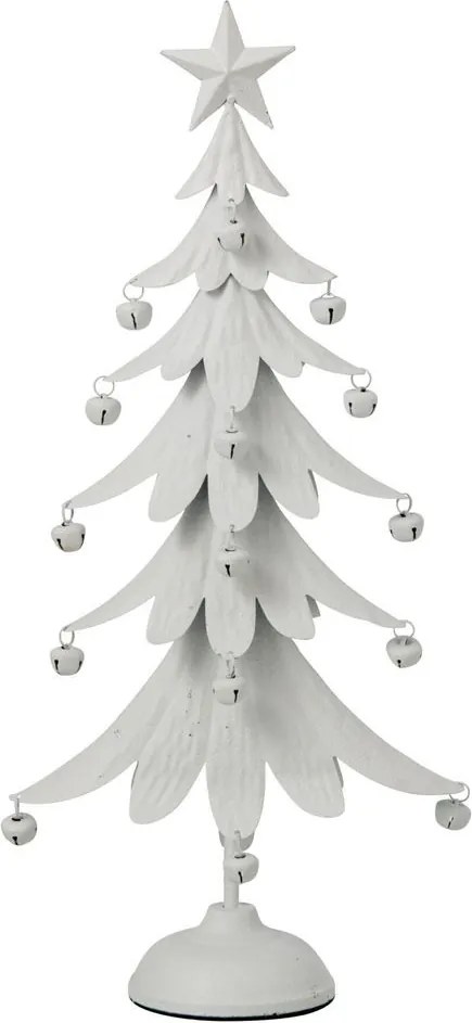 Bílý antik kovový stromek s rolničkami Christmas Tree L – 25*11*56 cm