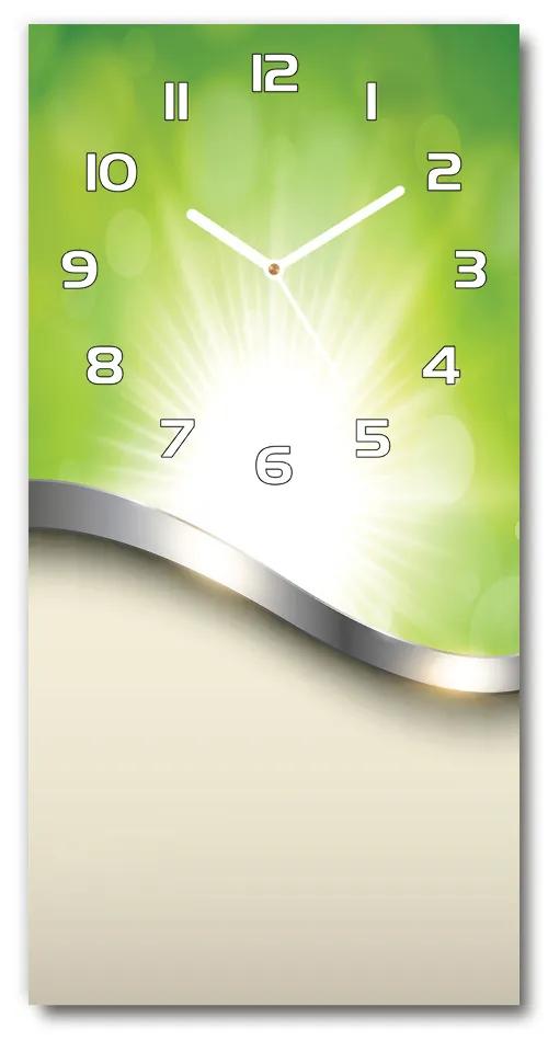 Wallmuralia Nástěnné hodiny Zelená abstrakce 30x60 cm