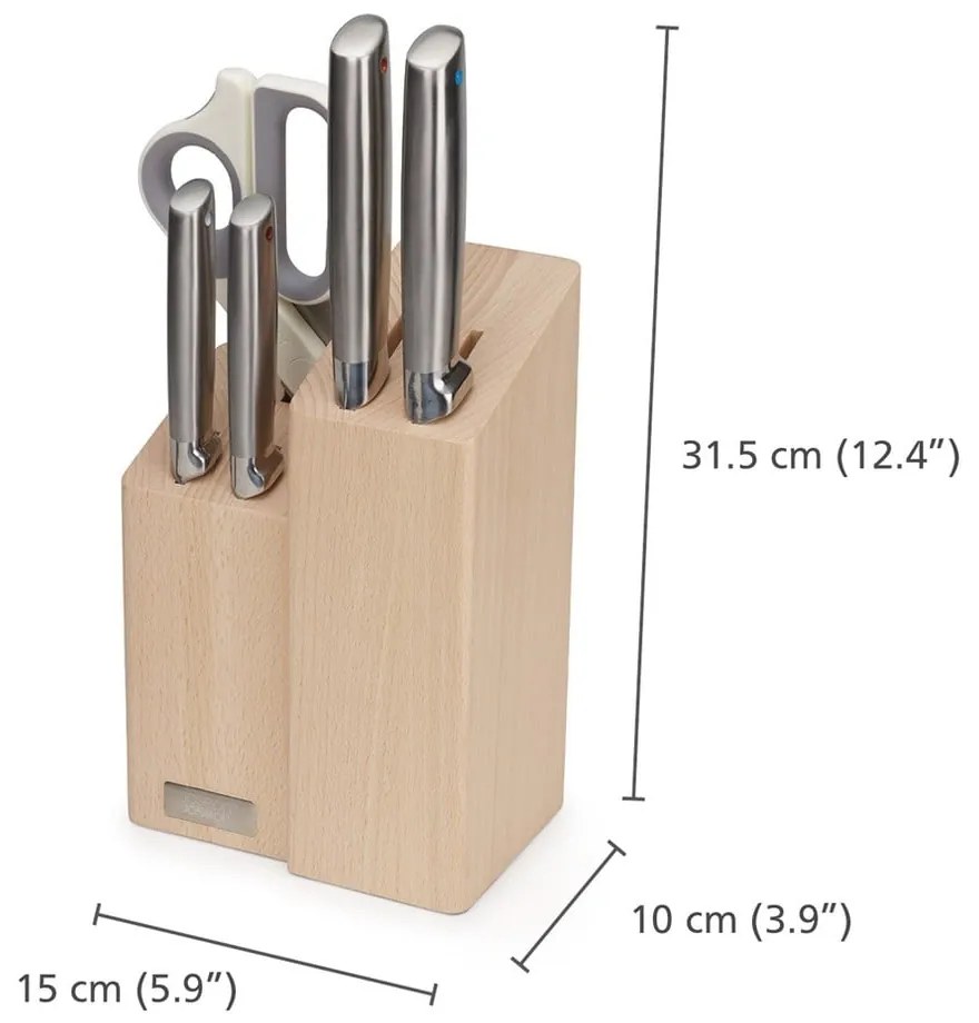 Sada nožů se stojanem 5 ks z nerezové oceli Elevate Fusion – Joseph Joseph