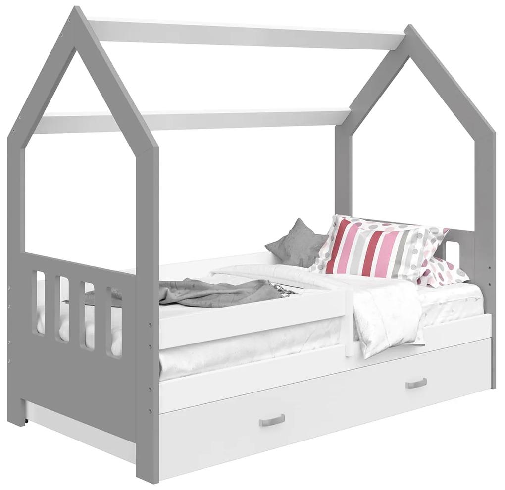 Dětská postel Domeček 160x80 D3C šedá s roštem