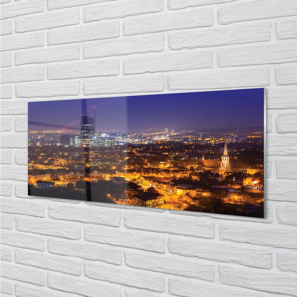 akrylový obraz Gdańsk Město noční panorama 120x60 cm