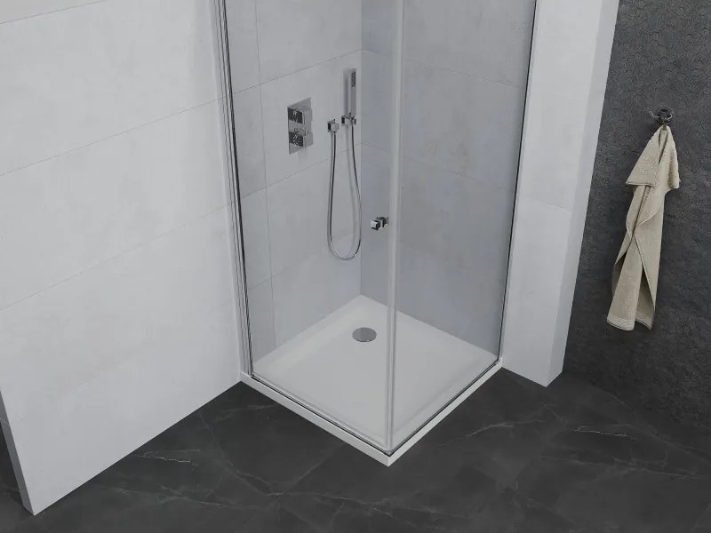 Mexen Pretoria sprchový kout 80 x 80 cm, průhledný, chrom + plochá sprchová vanička-852-080-080-01-00-4010