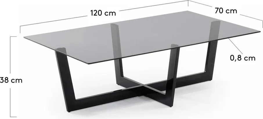 Černý konferenční stolek se skleněnou deskou 70x120 cm Plam – Kave Home