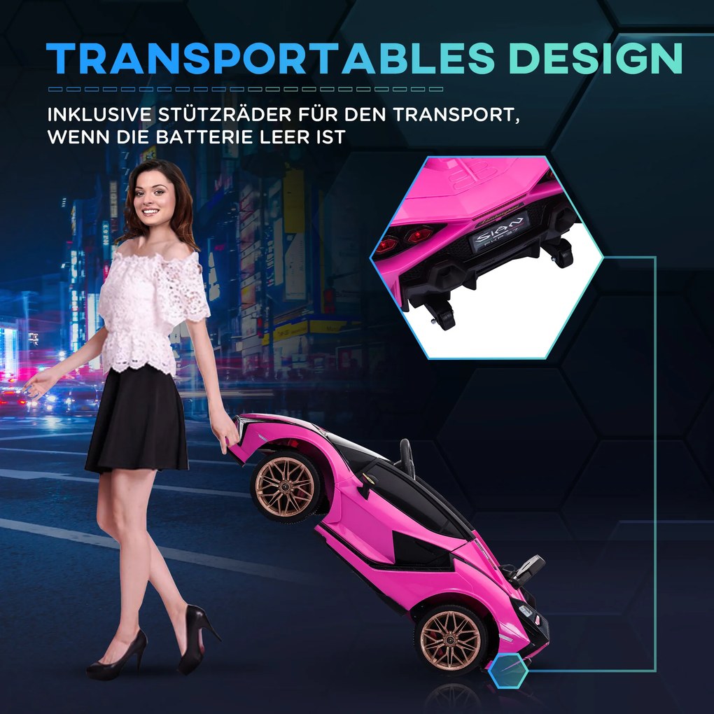 HOMCOM dětské elektrické SUV auto se 3 rychlostmi, bezpečnostní pásy, dálkové ovládání, hudební (MP3/USB) světlo, pro 37-60 měsíců, nosnost 25kg, Pink