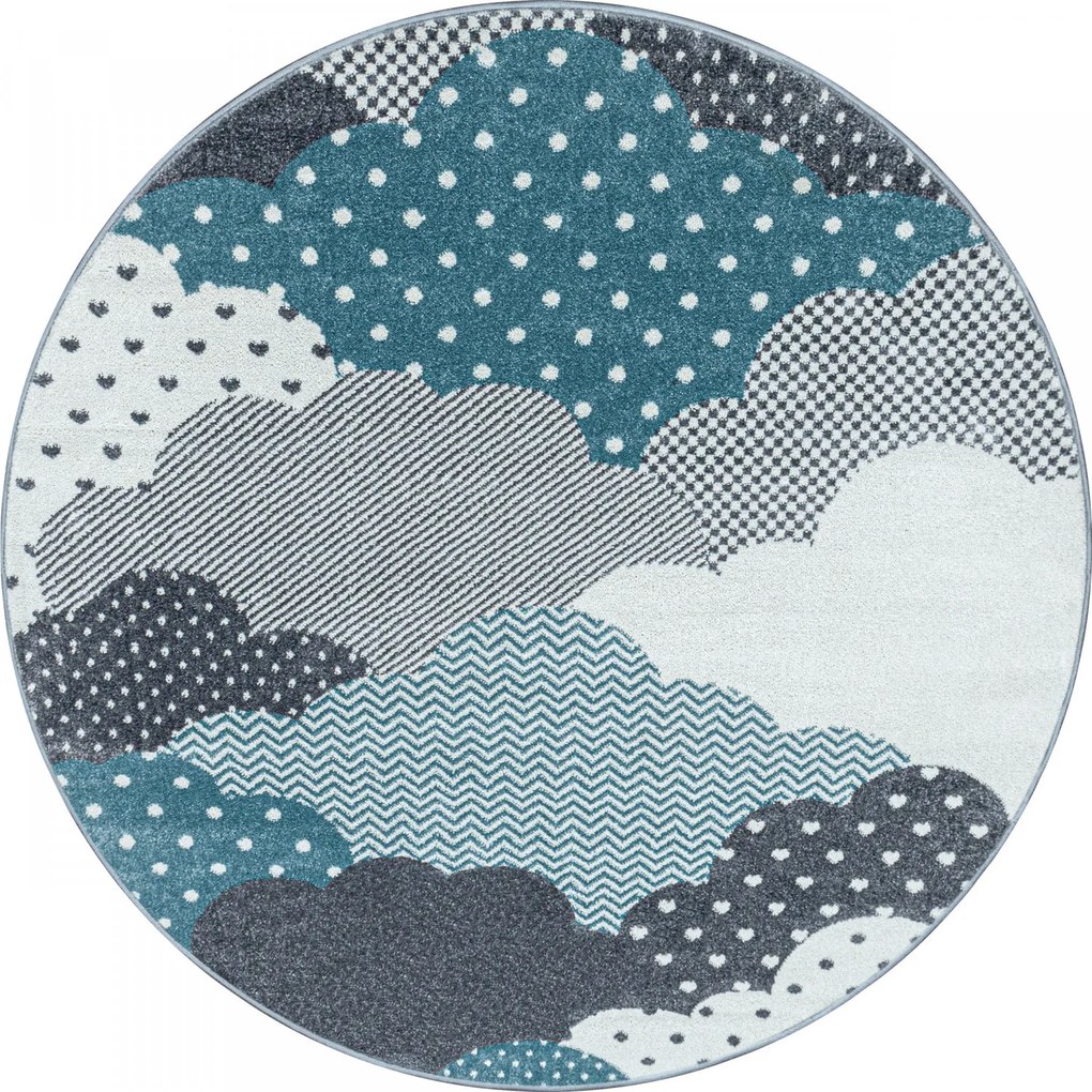 Ayyildiz, Dětský kusový koberec Bambi 820 blue kruh, 120x120 (průměr) kruh, modrá, dětský pokoj