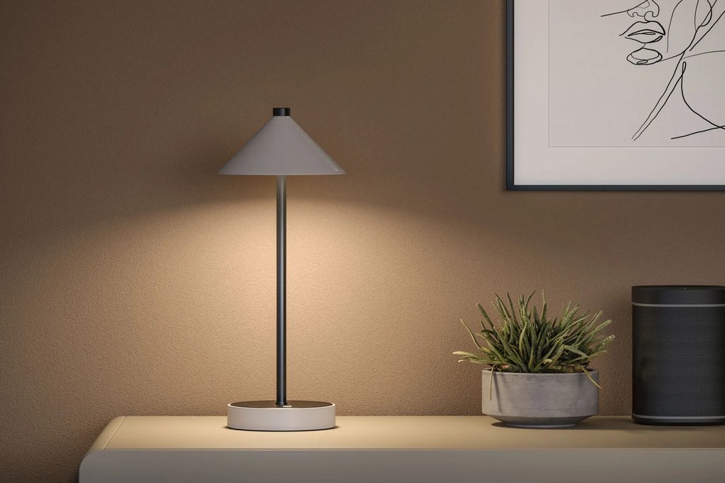 Paulmann 71176 Pellini, béžová stolní lampička na baterii, 2W LED 3000-6500K, výška 37cm