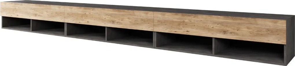 Široká TV skříňka 300 cm matera/kaštan Lowboard A (LOWA300TX + LED)