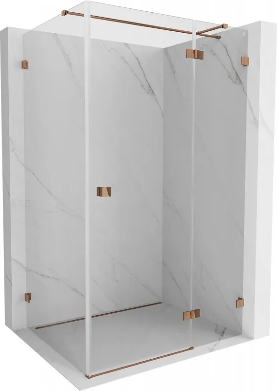 Mexen Lunar T, výklopný sprchový kout pravý 130 x 70 cm, 8mm čiré sklo, profil růžové zlato, 834T-130-070-60-00-P