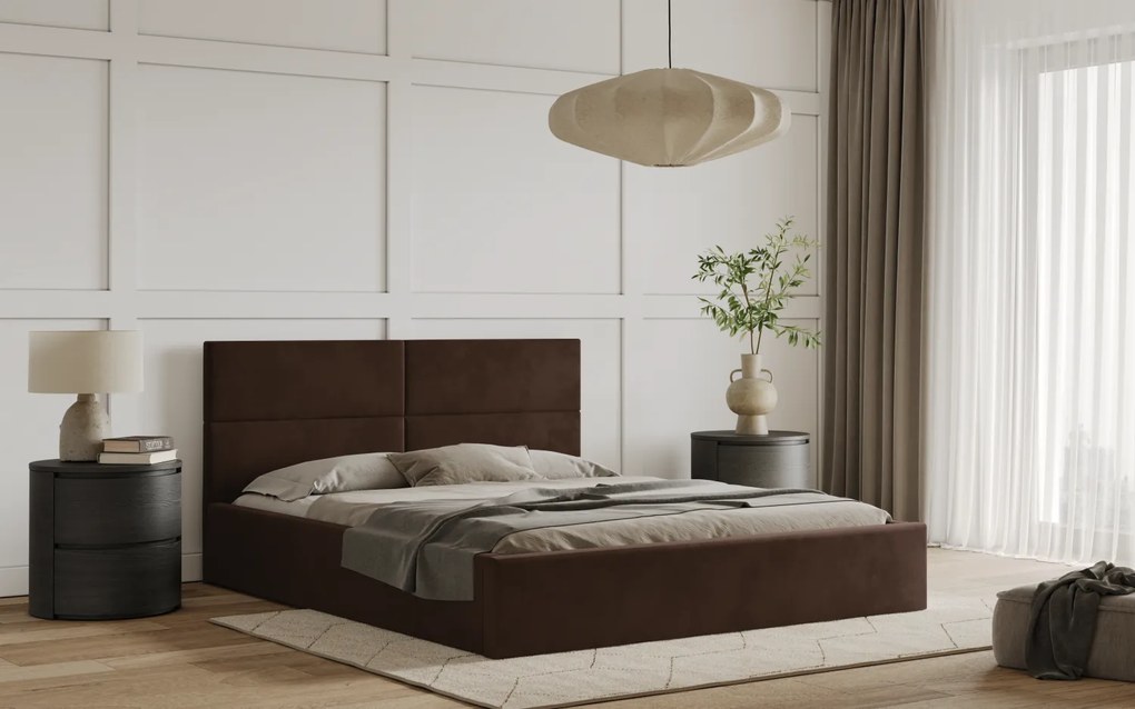 Postel WASTO 160x200 hnědá s úložným prostorem