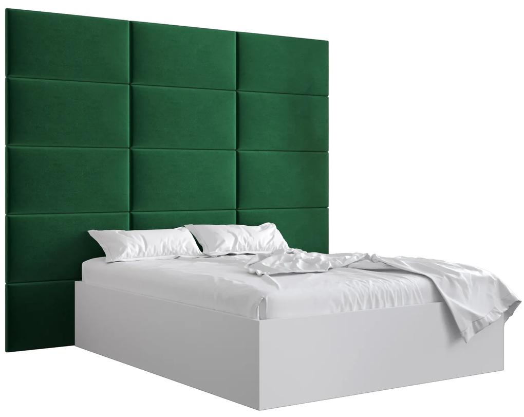 Manželská postel s čalouněným čelem 160 cm Brittany 1 (bílá matná + zelená) (s roštem). 1045891