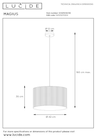 Lucide 03429/42/30 - Lustr na lanku MAGIUS 1xE27/40W/230V