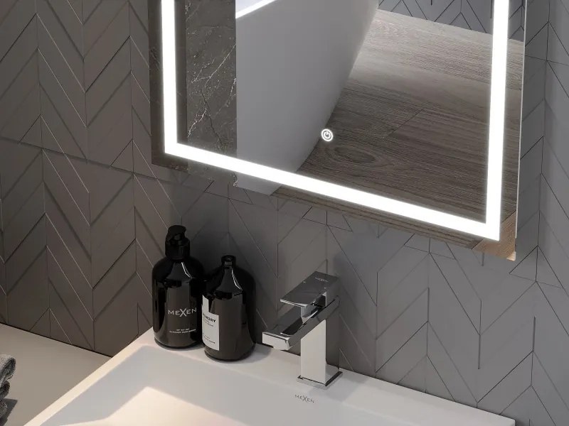 Mexen Miko, LED koupelnové zrcadlo s podsvícením 60 x 80 cm, 6000K, ochrana proti zamlžování, 9819-060-080-611-00