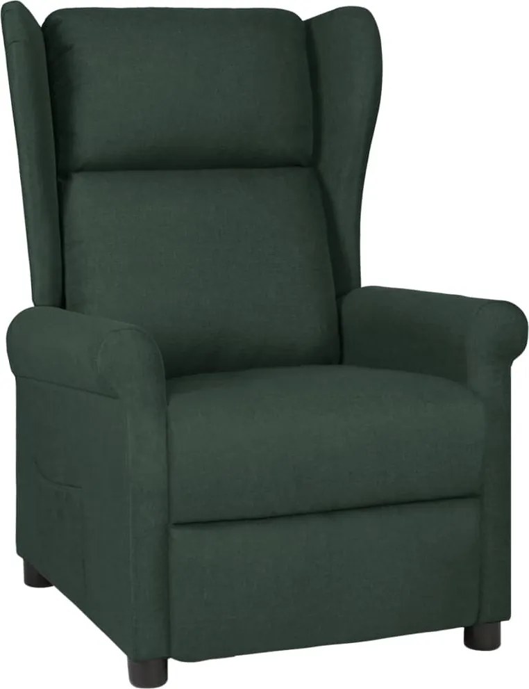 Polohovací křeslo tmavě zelené textil 340955