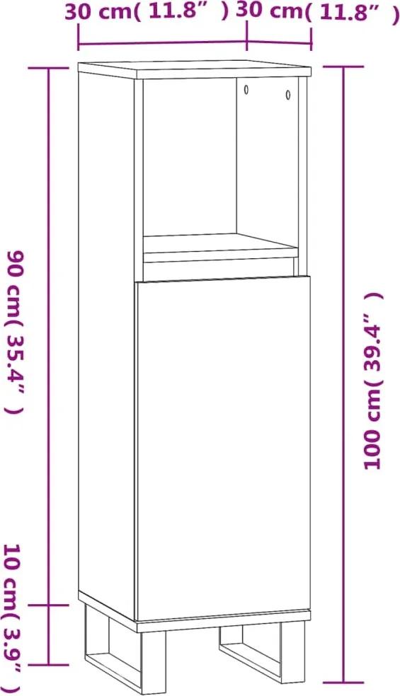 vidaXL Koupelnová skříňka 30 x 30 x 100 cm kompozitní dřevo [831569] Barva: bílá s vysokým leskem