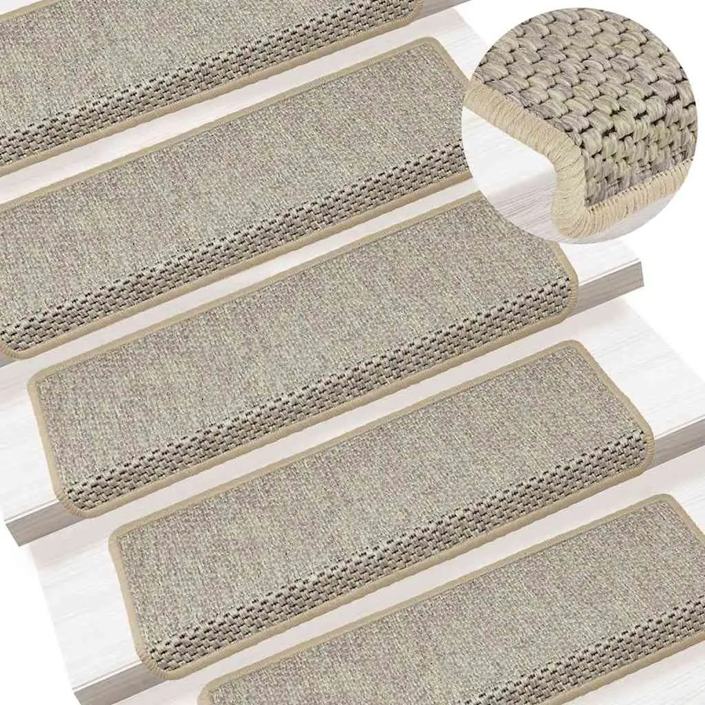 Samolepící nášlapy na schody vzhled sisal 15ks 65x21x4cm zelené 326887
