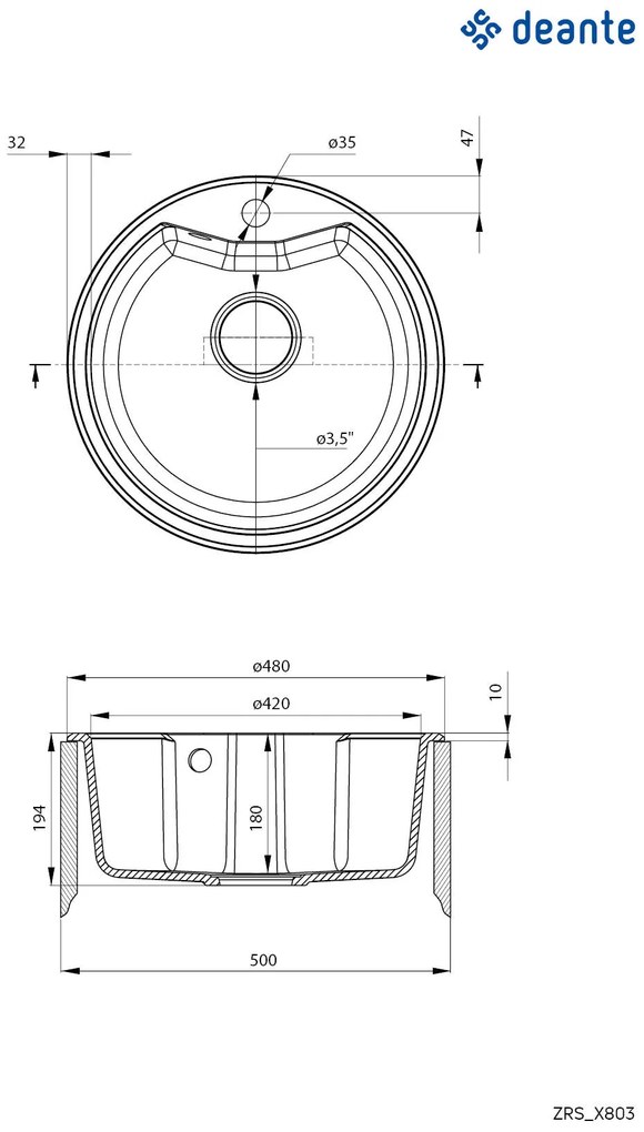 Deante Dřez Solis granit - ZRS S803 šedý metalic