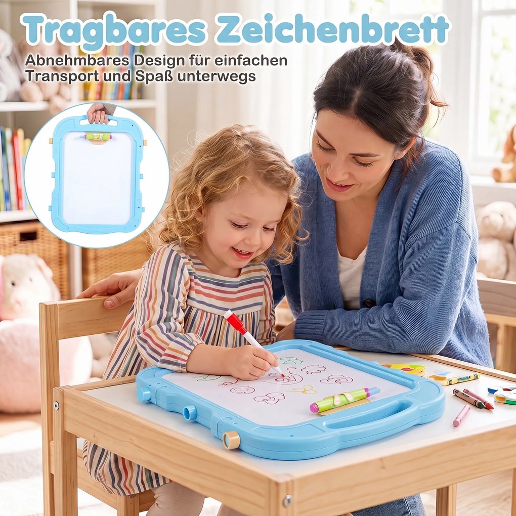 Costway 4-in-1 Dětská tabule, výškově nastavitelná, oboustranný dětský stojan