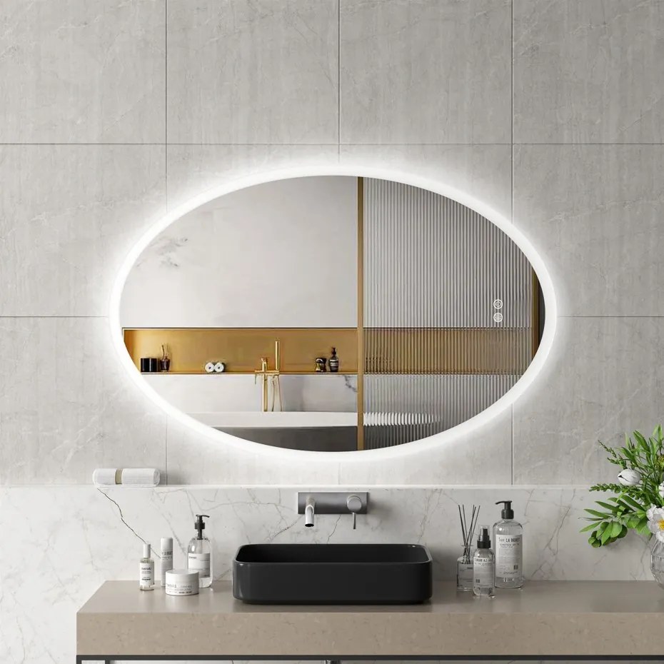 Erga Paola, oválné LED zrcadlo 80x120cm, 2990 lm, 3 barvy světla, přední a zadní osvětlení, ERG-V01-302-1280-00