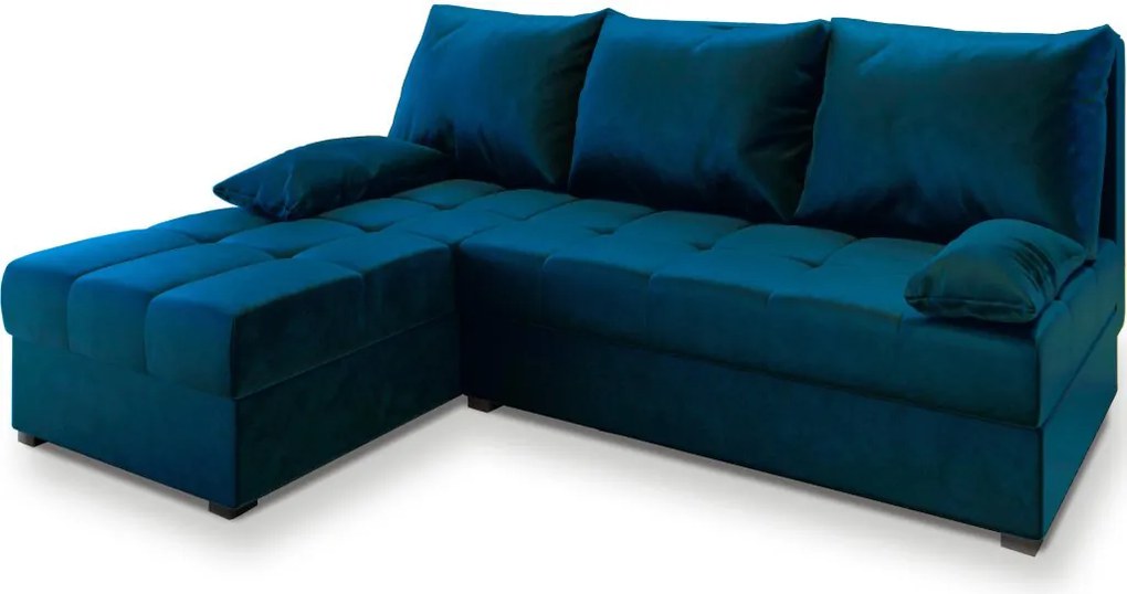 Rohová rozkládací sedací souprava do L CELESTE, 200 cm, s úložným prostorem Roh pohovky: Levý roh, Barva látky Kronos: Tmavě modrá (Kronos 09)