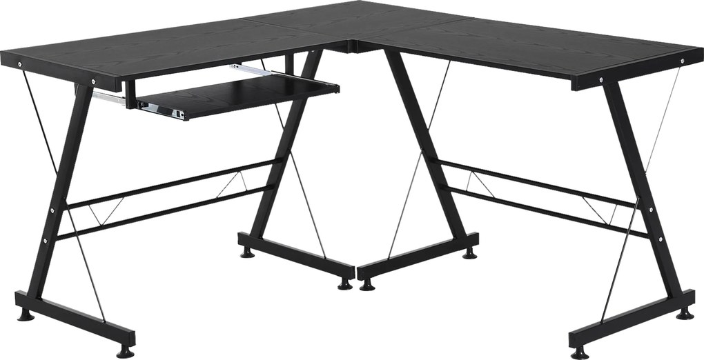 HOMCOM Počítačový stůl pro domácí kancelář - 2 typy L-tvarovaný rohový stůl 130x130x73,5 cm rovný stůl s ocelovým rámem | Aosom