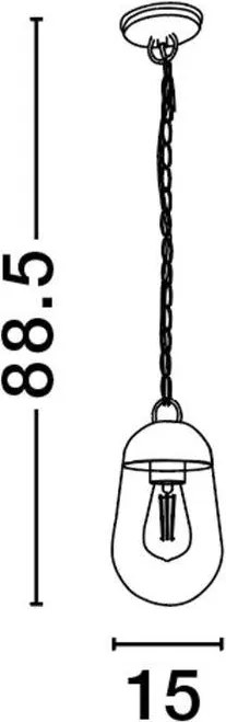 NV 9060197 Venkovní závěsné svítidlo OMIKA tmavě šedý hliník a čiré sklo E27 1x12W 110-240V bez žárovky IP54 - NOVA LUCE