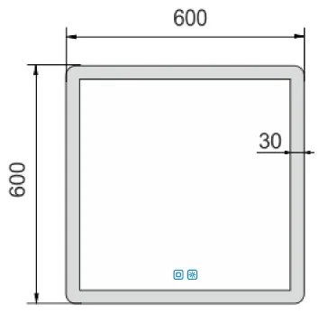 Zrcadlo do koupelny 60x60 čtvercové s osvětlením, dva dotykové spínače NIMCO ZP 19066VX