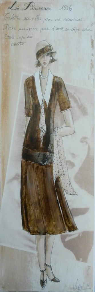 ART-STYLE Obrázek 20x60, pařížanka 1926, rám sv. dub - červotoč