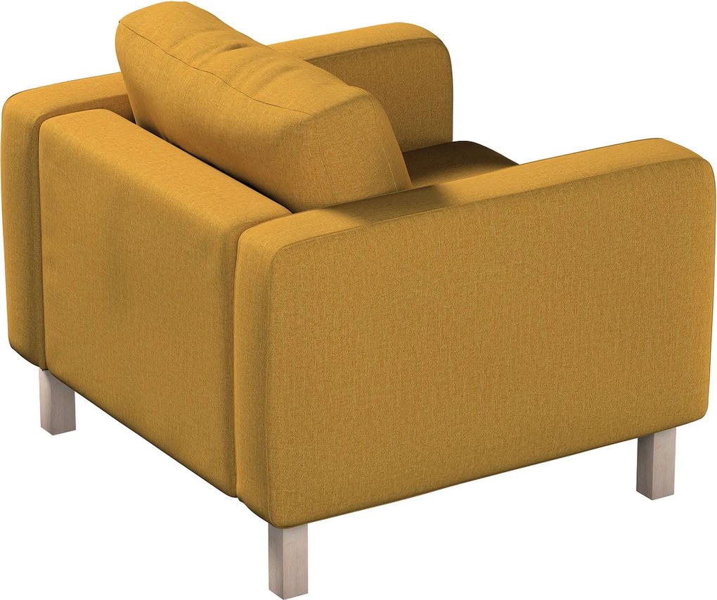 Potah na křeslo IKEA Karlstad, krátký barva žlutá látka pletený vzor