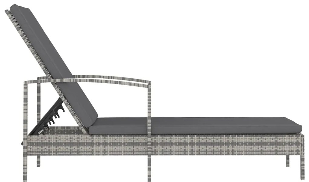 vidaXL Marketos Zahradní lehátko s područkami polyratan šedé