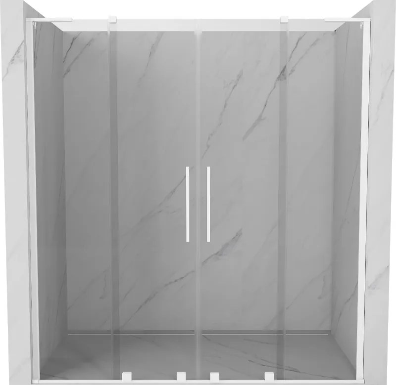 Mexen Velar L Duo, posuvné sprchové dveře do otvoru 170 cm, 8mm čiré sklo, bílá matná, 871-170-003-02-20