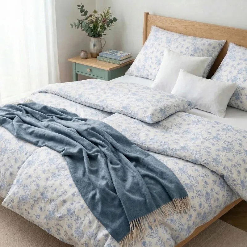 SCANquilt povlečení EXCLUSIVE TENCEL PLUS abigail bílomodrá 140 x 200/70 x 90 cm