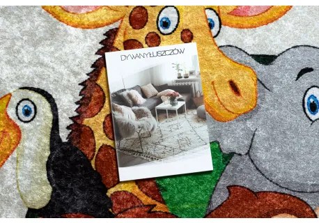 Dywany Luszczow Dětský kusový koberec JUNIOR 51595.801 pratelný  kulatý Zvířata, Afrika pro děti protiskluz, šedá Rozměr koberce: 100 cm KRUH