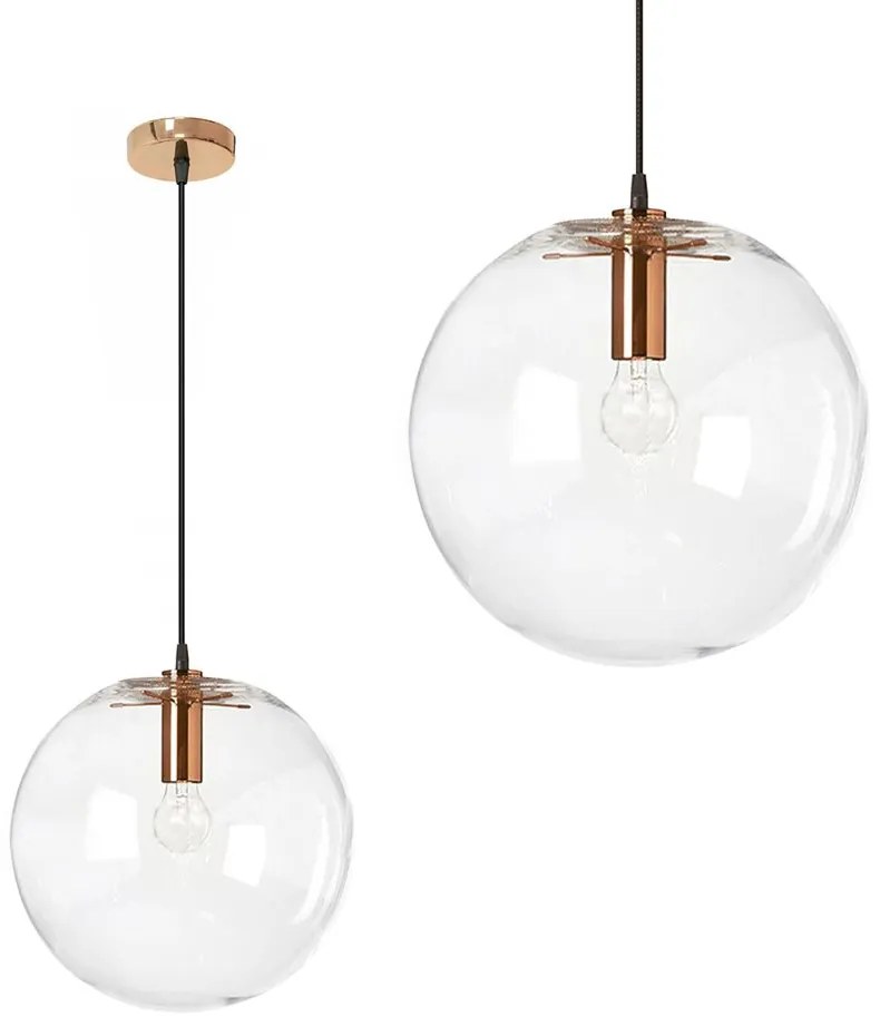 Toolight - Závěsné skleněné stropní svítidlo Lassi 25 cm, růžové zlato, OSW-00131