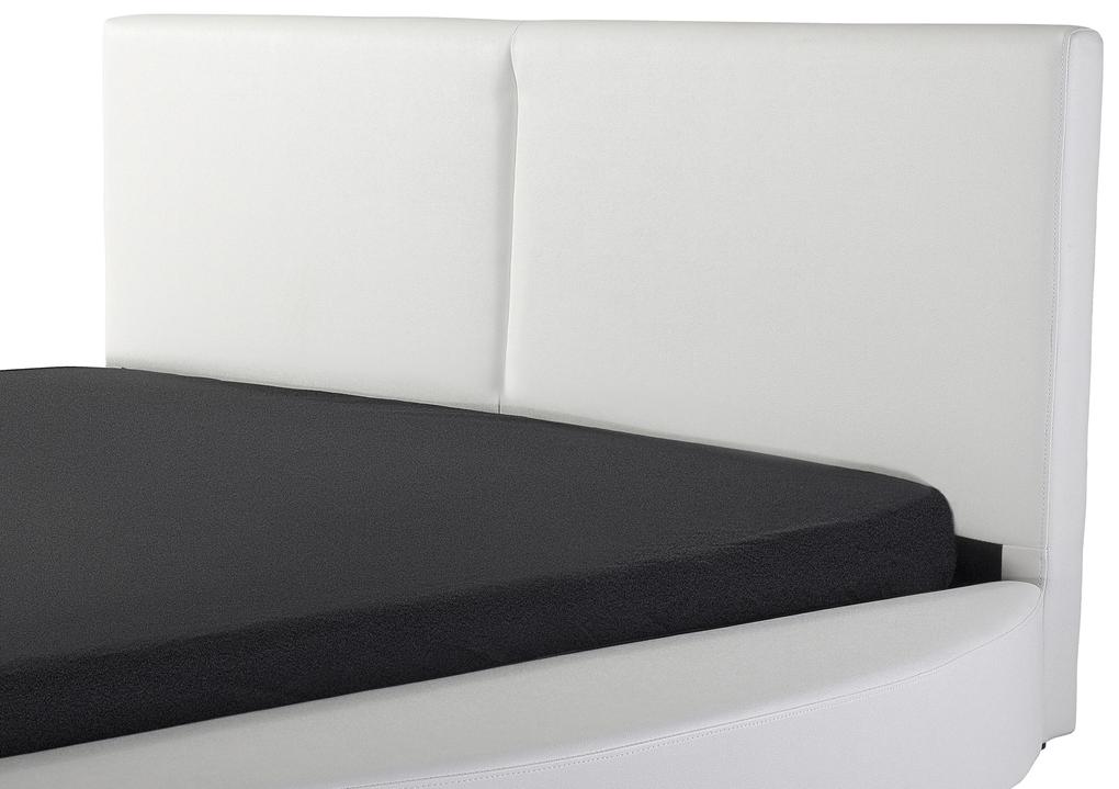 Luxusní bílá kruhová postel z pravé kůže 180x200 cm LAVAL Beliani