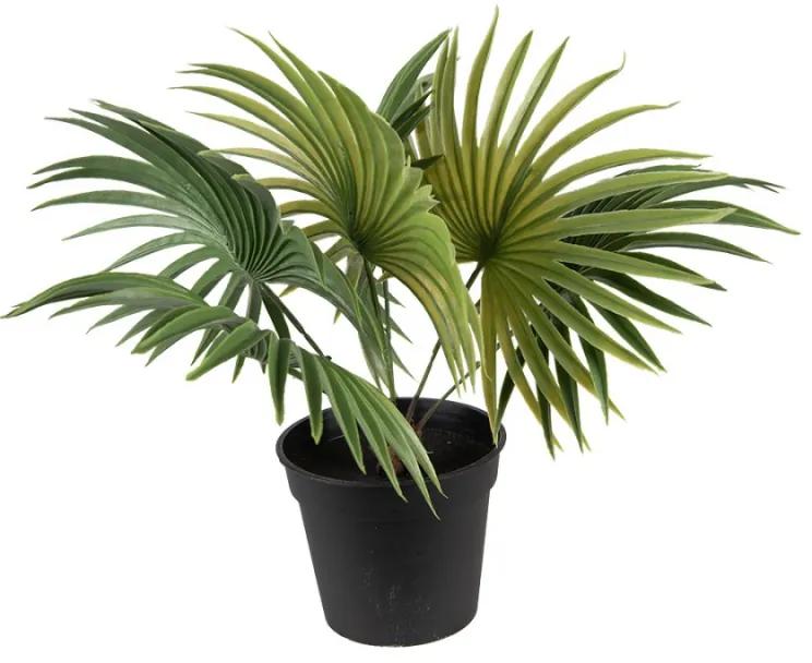 Dekorační zelená umělá rostlina palma – 43x40x33 cm