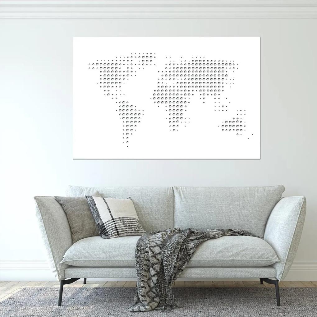 dřevo života Dřevěná mapa světa DOTS Barevný vzor: Bílá, Velikost map: 60x39