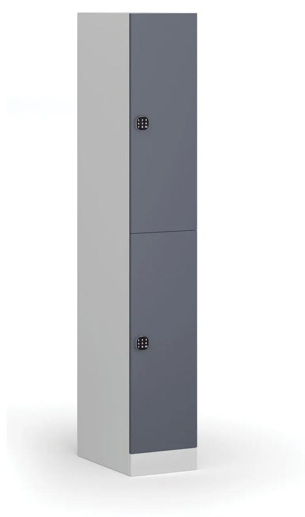 Šatní skříňka s úložnými boxy, 2 boxy, 1850 x 300 x 500 mm, kódový zámek, béžové dveře