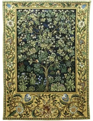 Zámecká tapisérie Strom života smaragdově zelená vč.mosazného závěsu 90x70cm