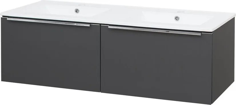 Mereo Mereo, Mailo, koupelnová skříňka s keramickým umyvadlem 121 cm, bílá, dub, antracit, CN538
