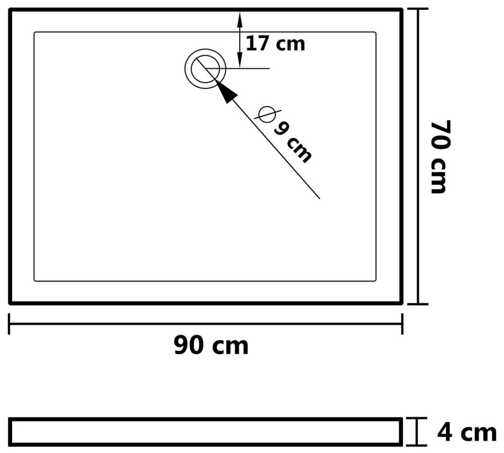 Sprchová vanička - ABS - 70x90 cm | bílá