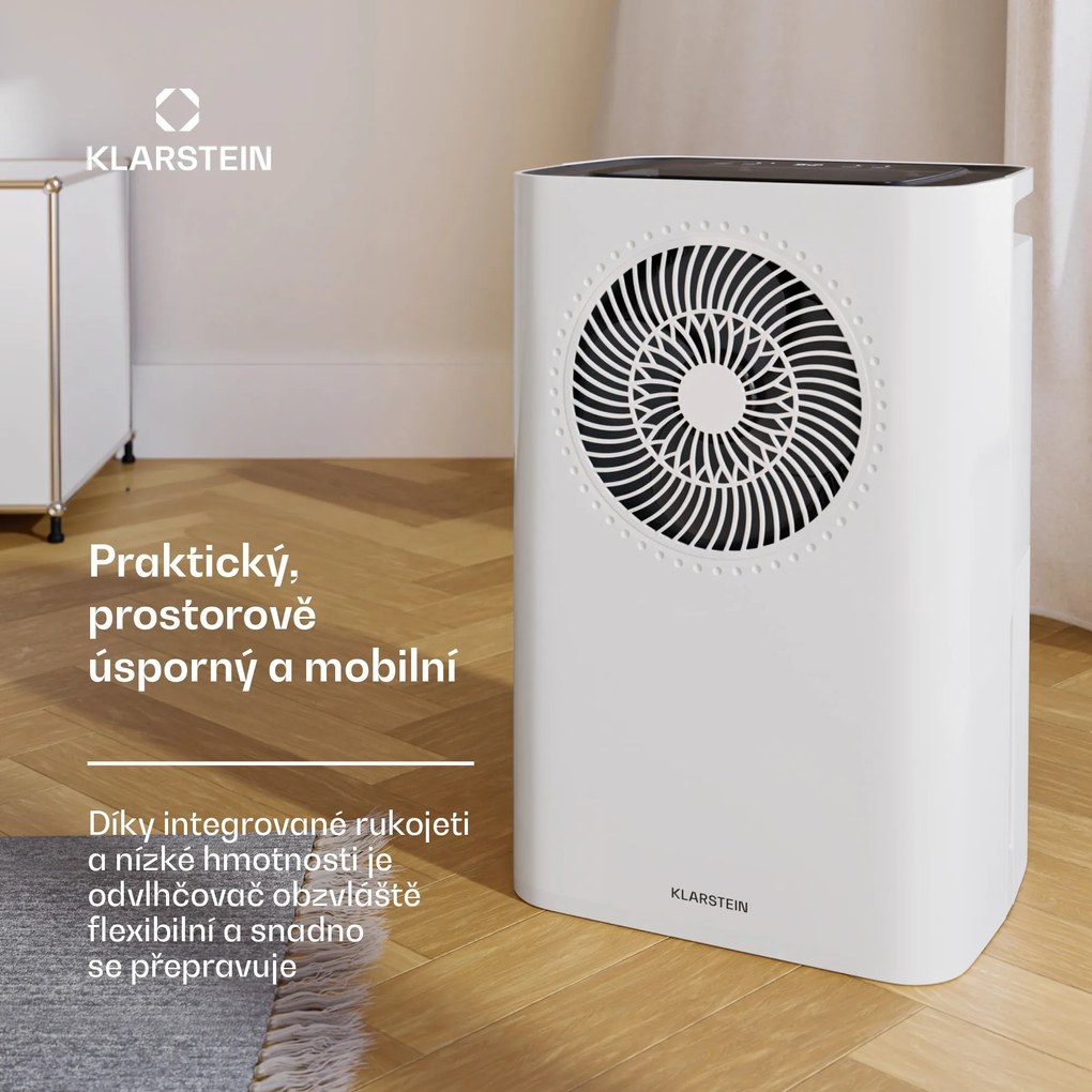 Klarstein CircleDry Smart 16 L odvlhčovač, 16 l/den, 290 W, 30-40 m², WiFi, časovač, filtr