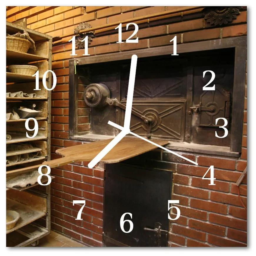 Skleněné hodiny čtvercové Chléb chleba 30x30 cm