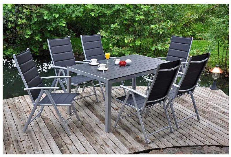 Home Garden Zahradní set Ibiza se 6 židlemi a stolem 150 cm, černý