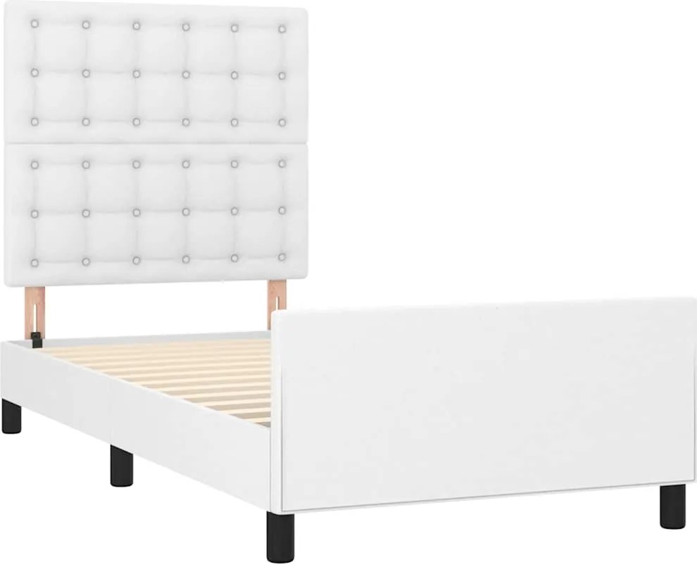 Rám postele s čelem bílý 90x190 cm umělá kůže 3125544